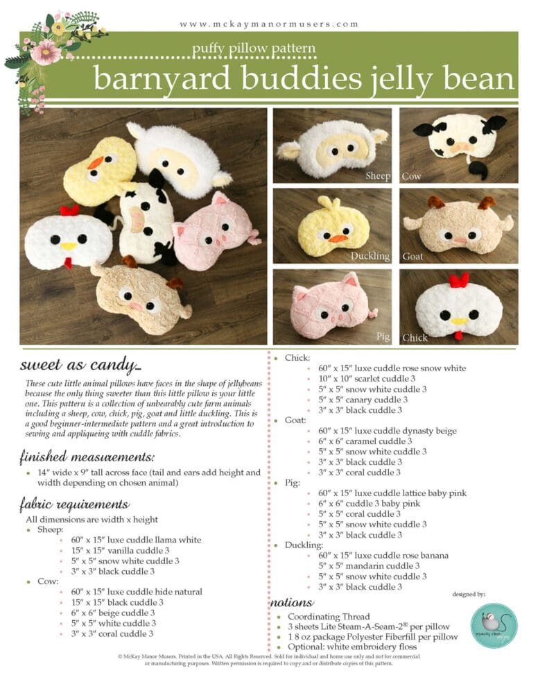 New Barnyard Buddy Pillow Kits - McKay Manor Musers