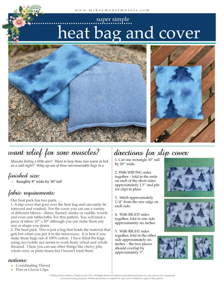 Free Heat Bag Sewing Pattern - McKay Manor Musers